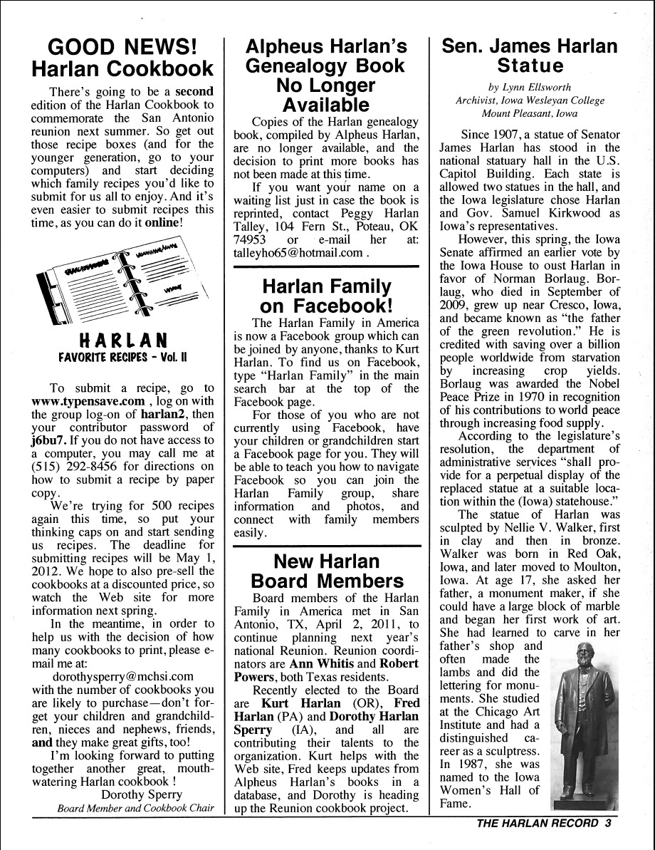 Harlan Family Record No. 39Fall 2011